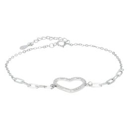 Adelia&acute;s Armband ADELIA&acute;S "Armband &ndash; Herz aus 925 Silber mit Zirkonia 17+3 cm", silber, Armb&auml;nder, Damen, 20cm, Silber 925 (Sterlingsilber), Armband, Perfekt als Geschenk zum Valentinstag