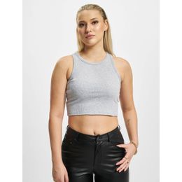 Yoga & Relax Shirt DEF "DEF Damen DEF Inga Ribbed Tanktop", Damen, Gr. L, grau, 85% Baumwolle, 10% Polyester, 5% Elasthan, unifarben, skinny fit, U-Boot-Ausschnitt, Shirts