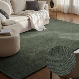Wollteppich Hanse Home "Calmio, auch als L&auml;ufer und in rund", gr&uuml;n, B:200cm H:18mm L:300cm, Wolle, Teppiche, Handgetuftet, Wolle, Natur, Wohnzimmer, Schlafzimmer, Skandi, Hygge