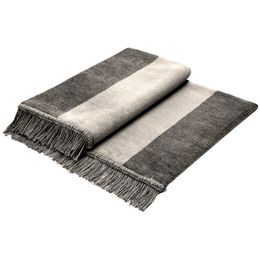 Sofaschoner Biederlack "Cotton Cover Salt & Pepper", silber (silberfarben), B:100cm L:200cm, Baumwolle, Polyacryl, Polyester, Sesselschoner, 100 x 200 cm (Breite x L&auml;nge) mit Fransen