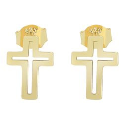 Adelia&acute;s Paar Ohrh&auml;nger ADELIA&acute;S "Ohrringe &ndash; Ohrstecker Kreuz aus 925 Silber", Damen, Gr. Damen, Silber 925 (Sterlingsilber), gold, Ohrringe, Ein Geschenk, das Freude macht