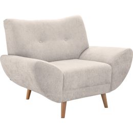 Sessel Home Affaire "Basta komfortable Wellenunterfederung, Breite 111cm", beige (wei&szlig;), B:111cm H:82cm T:87cm, 100% Polyester, Sessel, Sessel
