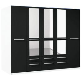 Kleiderschrank Priess "Schrank Garderobe W&auml;scheschrank Barcelona in 5 Breiten", schwarz (schwarz, wei&szlig;), B:230cm H:193cm T:54cm, Holzwerkstoff, Schr&auml;nke, Kleiderschrank, viel Stauraum, ger&auml;umige Schubk&auml;sten, mit Spiegel, MADE IN GERMANY