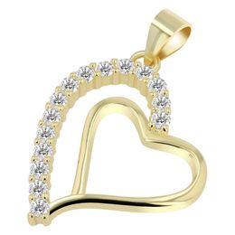 Adelia&acute;s Kettenanh&auml;nger ADELIA&acute;S "Anh&auml;nger &ndash; Herz Herzanh&auml;nger aus 925 Silber mit Zirkonia", gold, Schmuckanh&auml;nger, Damen, Silber 925 (Sterlingsilber), Kettenanh&auml;nger, Ein stilvolles Geschenk f&uuml;r besondere Momente