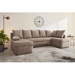 Jockenh&ouml;fer Wohnlandschaft JOCKENH&Ouml;FER GRUPPE "U-Form, B: 260 cm", taupe 485, 18, B:260cm T:85cm, Korpus: 100% Polyester;Kissen: 100% Polyester, Sofas, Wohnlandschaft, mit Bettfunktion & Bettkasten