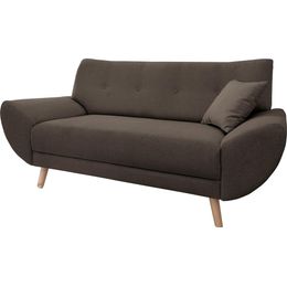2-Sitzer Home Affaire "Basta, komfortable Wellenunterfederung, Breite 174cm", braun, B:174cm H:80cm T:82cm, (100% Polyester) Struktur fein (100% Polyester) Chenille, Sofas
