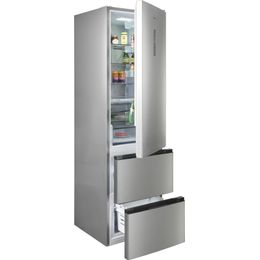 Bauknecht K&uuml;hl-/Gefrierkombination "KGDD 200C", Energieeffizienz: C (A-G), silber (edelstahl), Rechtsanschlag, wechselbar, Display au&szlig;en, K&uuml;hlschr&auml;nke, Dynamic Intelligence