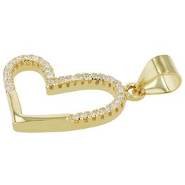 Adelia&acute;s Kettenanh&auml;nger ADELIA&acute;S "Anh&auml;nger &ndash; Herz Herzanh&auml;nger aus 925 Silber mit Zirkonia", gold, Schmuckanh&auml;nger, Damen, Silber 925 (Sterlingsilber), Kettenanh&auml;nger, Ideal als Geschenk f&uuml;r besondere Anl&auml;sse