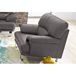 Sessel Trendmanufaktur "Cecilia, Loungesessel im italienischen Design, hoher Sitzkomfort", grau (anthrazit), B:112cm H:87cm T:89cm, Microfaser PRIMABELLE (100% Polyester);NaturLEDER (echtes Rindsleder) in Sitz und R&uuml;cken. Korpus in passendem Kunstleder SOFTLUX bezogen;Luxus-Microfaser ALCAZAR (100% Polyester);NaturLEDER: Bitte beachten Sie, dass Lederbez&uuml;ge mehr N&auml;hte aufweisen als Stoffbez&uuml;ge.;Ku