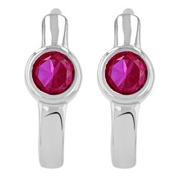 Adelia&acute;s Klappcreolen ADELIA&acute;S "Ohrringe &ndash; Klappcreole aus 925 Silber mit Zirkonia", Damen, Gr. Damen, Silber 925 (Sterlingsilber), rot (silber), Ohrringe Klappcreolen, Perfekt als Geschenk zum Valentinstag