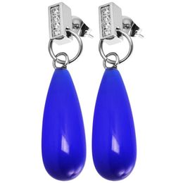 Adelia&acute;s Paar Ohrh&auml;nger ADELIA&acute;S "Ohrringe &ndash; Ohrstecker aus Edelstahl", Damen, Gr. Damen, Edelstahl, blau, Ohrringe, Ideal zum Verschenken &ndash; schlicht und stilvoll