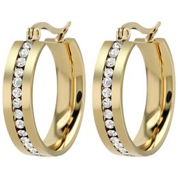 Adelia&acute;s Paar Creolen ADELIA&acute;S "Ohrringe &ndash; Creole aus Edelstahl mit Strass Steinchen", Damen, Gr. Damen, Edelstahl, gold, Ohrringe, Perfekt als Geschenk zum Valentinstag
