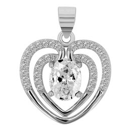 Adelia&acute;s Kettenanh&auml;nger ADELIA&acute;S "Anh&auml;nger &ndash; Herz Herzanh&auml;nger aus 925 Silber mit Zirkonia", silber, Schmuckanh&auml;nger, Damen, Silber 925 (Sterlingsilber), Kettenanh&auml;nger, Zum Verschenken &ndash; ideal zum Valentinstag