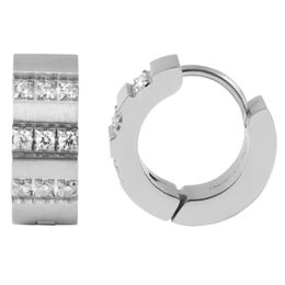 Adelia&acute;s Klappcreolen ADELIA&acute;S "Ohrringe &ndash; Klappcreole aus Edelstahl mit Strass Steinchen", Damen, Gr. Damen, Edelstahl, silber, Ohrringe Klappcreolen, Perfekt zum Verschenken an besondere Menschen