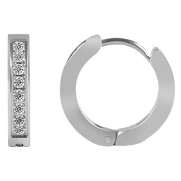 Adelia&acute;s Klappcreolen ADELIA&acute;S "Ohrringe &ndash; Klappcreole aus Edelstahl mit Strass Steinchen", Damen, Gr. Damen, Edelstahl, silber, Ohrringe Klappcreolen, Perfekt als Geschenk zum einen besonderen Tag