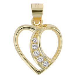 Adelia&acute;s Kettenanh&auml;nger ADELIA&acute;S "Anh&auml;nger &ndash; Herz Herzanh&auml;nger aus 925 Silber mit Zirkonia", gold, Schmuckanh&auml;nger, Damen, Silber 925 (Sterlingsilber), Kettenanh&auml;nger, Ideal zum Verschenken &ndash; schlicht und stilvoll