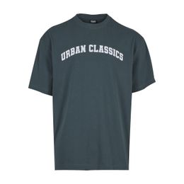 T-Shirt Urban Classics "Urban Classics UC College Logo Tall Tee", Jungen, Gr. S, bottlegr&uuml;n, 100% Baumwolle, bedruckt, oversize, Rundhals, Shirts T-Shirt