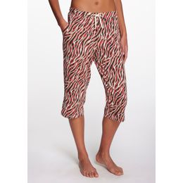 Caprihose Vivance Dreams, Damen, Gr. 36/38, N-Gr, schwarz (rot, schwarz, gemustert), Single Jersey, Obermaterial: 100% Baumwolle, gemustert, Basic, Basic 3/4-L&auml;nge, Hosen Caprihose, mit sch&ouml;nem Muster