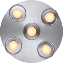 LED Deckenleuchte "DUNE", nickelfarben matt, chromfarben abgesetzt, 5, &Oslash; 44cm H: 13cm, 1 Stk., HELL H&Ouml;LLISCH GUTES LICHT, Leuchten, B-Link Fernbedienung, Dim to warm, LED Deckenleuchte
