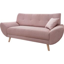 2-Sitzer Home Affaire "Basta, komfortable Wellenunterfederung, Breite 174cm", rosa (flamingo), B:174cm H:80cm T:82cm, (100% Polyester) Struktur fein (100% Polyester) Chenille, Sofas