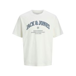 Jack & Jones PlusSize T-Shirt "JJEDENVER GRAPHIC TEE SS O-NECK SN PLS", Jungen, Gr. 5XL, cloud dancer, Jersey, Obermaterial: 100% Baumwolle, JACK & JONES PLUSSIZE, bedruckt, unifarben, normal, Rundhals, Shirts T-Shirt, mit auff&auml;lligem Print