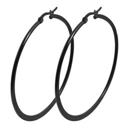 Adelia&acute;s Paar Creolen ADELIA&acute;S "Ohrringe &ndash; Creole aus Edelstahl", Damen, Gr. Damen, Edelstahl, schwarz, Ohrringe, Ideal zum Verschenken &ndash; schlicht und stilvoll