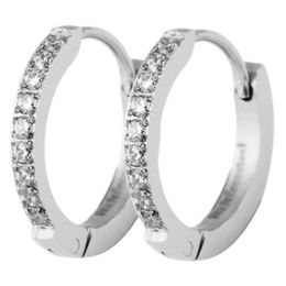 Adelia&acute;s Klappcreolen ADELIA&acute;S "Ohrringe &ndash; Klappcreole aus Edelstahl mit Strass Steinchen", Damen, Gr. Damen, Edelstahl, silber, Ohrringe Klappcreolen, Geschenkidee: zeitlos und vielseitig
