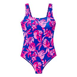 Badeanzug Vivance, Damen, Gr. 38, Cup E, bunt (blau, pink), Recycling-Polyamid, bedruckt, Badeanz&uuml;ge Badeanzug, mit modischer R&uuml;ckenl&ouml;sung