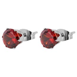 Adelia&acute;s Paar Ohrh&auml;nger ADELIA&acute;S "Ohrringe &ndash; Ohrstecker aus Edelstahl mit Zirkonia", Damen, Gr. Unisex, Edelstahl, rot (silber), Ohrringe, Perfekt zum Verschenken an besondere Menschen