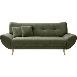 3-Sitzer Home Affaire "Basta, komfortable Wellenunterfederung, Breite 205cm", gr&uuml;n, B:205cm H:82cm T:87cm, 100% Polyester, Sofas