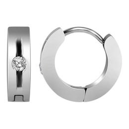 Adelia&acute;s Klappcreolen ADELIA&acute;S "Ohrringe &ndash; Klappcreole aus Edelstahl mit Strass Steinchen", Damen, Gr. Damen, Edelstahl, silber, Ohrringe Klappcreolen, Ideal als Geschenk zum Weihnachten