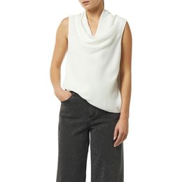 Shirttop comma, Damen, Gr. 46, wei&szlig; (sanftes wei&szlig;), Web, Obermaterial: 95% Baumwolle, 5% Elasthan. Futter: 100% Polyester, unifarben, regular fit taillenbedeckt, Wasserfallausschnitt, Tops Shirttop, mit Wasserfall-Ausschnitt