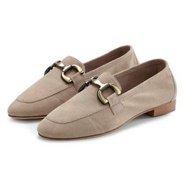 Loafer French Connection "Pantolette", Damen, Gr. 36, beige, Obermaterial: 100% Ziegenleder. Decksohle: 100% Lederimitat. Futter: 60% Ziegenleder, 40% Lederimitat. Laufsohle: 100% Synthetik, unifarben, Schuhe Loafer, mit runder Schuhspitze, ohne Verschluss, mit Schmuckelement