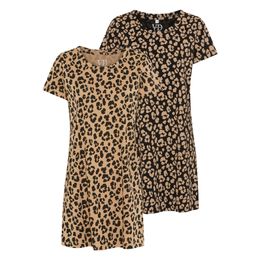 Sleepshirt Vivance Dreams, Damen, Gr. 32/34, N-Gr, braun, Single Jersey, Obermaterial: 100% Baumwolle, Basic mini, eingesetzt abgesteppt, Kleider Sleepshirt, mit Seitennaht-Schlitzen