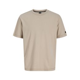 Jack & Jones T-Shirt JACK & JONES "JCOFUSION BADGE TEE SS CREW NECK", Jungen, Gr. S, pure cashmere, Jersey, Obermaterial: 58% Polyester, 42% Baumwolle, unifarben, relaxed fit normal, Rundhals, Shirts T-Shirt