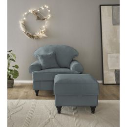 Sessel OTTO HOME "WESTMINSTER", grau (anthrazit), B:110cm H:95cm T:100cm, 92% Polyester / 8% Nylon, Sessel, Sessel, mit Federkern-Polsterung