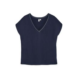 V&eacute;ro Moda Kurzarmshirt VERO MODA "VMBATILA C/S V-NECK T-SHIRT JRS BTQ GA", Damen, Gr. XS, blau (navy blazer), Jersey, Obermaterial: 70% Modal, 30% Polyester, unifarben, regular fit normal, V-Ausschnitt, Shirts