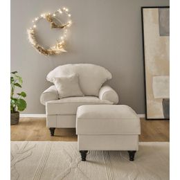 Sessel OTTO HOME "WESTMINSTER", beige (elfenbein), B:110cm H:95cm T:100cm, 92% Polyester / 8% Nylon, Sessel, Sessel, mit Federkern-Polsterung