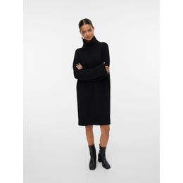 V&eacute;ro Moda Strickkleid VERO MODA "VMAQUARIUS LS ROLLNECK SHORT DRESS BF", Damen, Gr. M, N-Gr, schwarz, Strick, Obermaterial: 65% Polyester, 13% Nylon, 13% Polyacryl, 6% Wolle, 3% Elasthan, unifarben, regular fit kurz, Rippstrickb&uuml;ndchen, Kleider Strickkleid