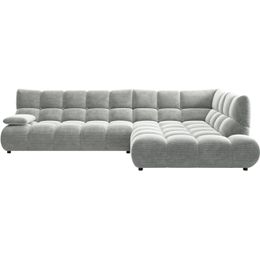 Ecksofa Home Affaire "Cozy Bubble, mit klappbarer Armlehne, Breite 324 cm", grau, B:324cm H:85cm T:211cm, 100% Polyester, Sofas, Ecksofa, mit eleganter Steppung, Rundumbezug & weicher Polsterung