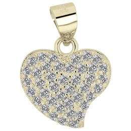 Adelia&acute;s Kettenanh&auml;nger ADELIA&acute;S "Anh&auml;nger &ndash; Herz Herzanh&auml;nger aus 925 Silber mit Zirkonia", gold (silber), Schmuckanh&auml;nger, Damen, Silber 925 (Sterlingsilber), Kettenanh&auml;nger, Perfekt zum Verschenken an besondere Menschen