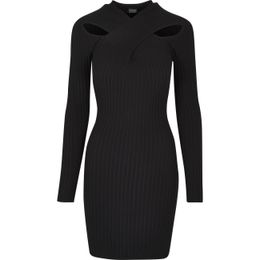 A-Linien-Kleid Urban Classics "Urban Classics Damen Ladies Crossed Rib Knit Dress", Damen, Gr. M, US-Gr&ouml;&szlig;en, schwarz, 35% Polyacryl, 35% Viskose, 30% Polyamid, unifarben, slim fit, Kleider