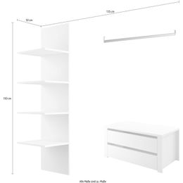 Inneneinteilung Home Affaire "Malmo Wei&szlig;, Zubeh&ouml;r Schwebet&uuml;renschrank, Breite 135 cm, H&ouml;he 193 cm", wei&szlig;, B:135cm H:193cm T:50cm, Holzwerkstoff, Schrankinneneinteiler, Inneneinteilung, 4 Einlegeb&ouml;den B=43cm, 1 SK-Einsatz B=90 cm, 1 Kleiderstange B=90cm