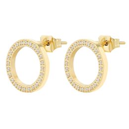 Adelia&acute;s Paar Ohrh&auml;nger ADELIA&acute;S "Ohrringe &ndash; Ohrstecker aus Edelstahl mit Strass Steinchen", Damen, Gr. Damen, Edelstahl, gold, Ohrringe, Zum Verschenken &ndash; passend f&uuml;r viele Anl&auml;sse