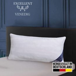 3-Kammer-Kopfkissen EXCELLENT "Venedig, Kissen 1-tlg. oder 2-tlg. hergestellt in Deutschland", wei&szlig;, B:40cm L:80cm, Bezug: 100% Baumwolle. F&uuml;llung Au&szlig;enkammer: 90% Daunen, 10% Federn. F&uuml;llung Innenkammer: 100% Federn, Kopfkissen, Kopfkissen in 40x80 und 80x80, Hohenstein Institute ausgezeichnet