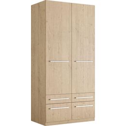 Kleiderschrank Priess "Schrank Garderobe W&auml;scheschrank Barcelona in 5 Breiten", braun (edelbuchefarben), B:94cm H:193cm T:54cm, Holzwerkstoff, Schr&auml;nke, Kleiderschrank, viel Stauraum, ger&auml;umige Schubk&auml;sten, mit Spiegel, MADE IN GERMANY