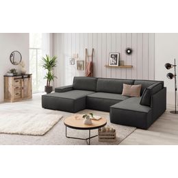 Wohnlandschaft OTTO HOME "SHERWOOD U-Form, 329 cm - OTTO. Verl&auml;ssliche Qualit&auml;t.", grau (anthrazit), B:329cm H:85cm T:195cm, 100% Polyester, Sofas, Wohnlandschaft, Schlaffunktion m. Bettkasten (194x139 cm), Cord, Vintage, Samtvelours