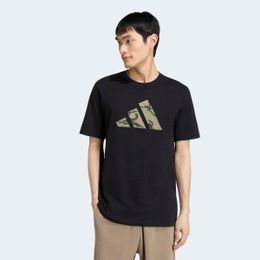 T-Shirt adidas Sportswear "M CAMO LOGO T", Herren, Gr. L, schwarz, Obermaterial: 100% Baumwolle, normal, Rundhals, Shirts T-Shirt, mit Rundhalsausschnitt, ohne Verschluss, aus Baumwolle, normale L&auml;nge