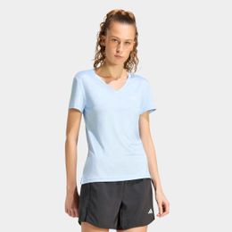 T-Shirt adidas Performance "WE HTR V NK TEE", Damen, Gr. L, crystal sky, Obermaterial: 93% Polyester, 7% Elasthan, Shirts T-Shirt, mit V-Ausschnitt, ohne Verschluss, aus Polyester