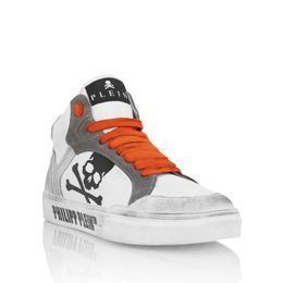 Sneaker Philipp Plein "Retrokickz", Herren, Gr. 39, Normalschaft, 0186, wei&szlig;, orangefluo, Schuhe Sneaker